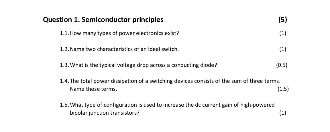Solved Question 1. Semiconductor principles (5) 1.1. How | Chegg.com