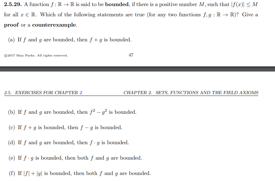 Solved 2.5.29. A function f:R→R is said to be bounded, if | Chegg.com