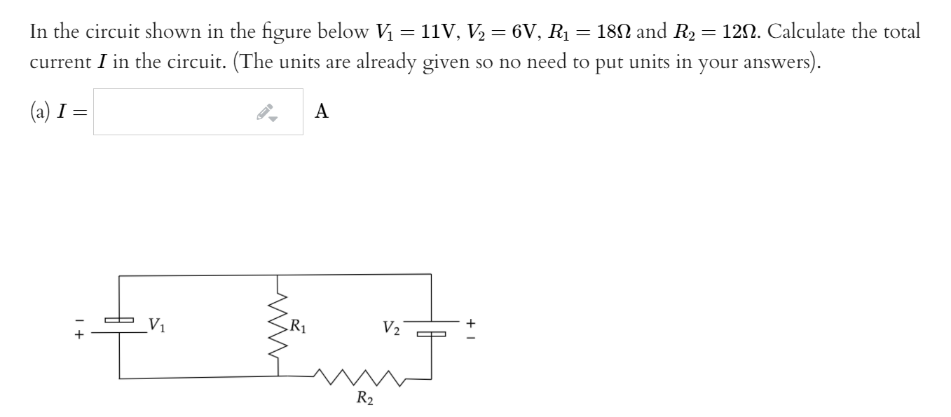 Solved In the circuit shown in the figure below V1 = 11V, V2 | Chegg.com