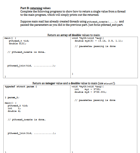 Solved Part B: returning values Complete the following | Chegg.com