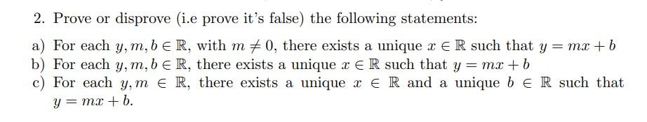 Solved 2. Prove or disprove (i.e prove it's false) the | Chegg.com