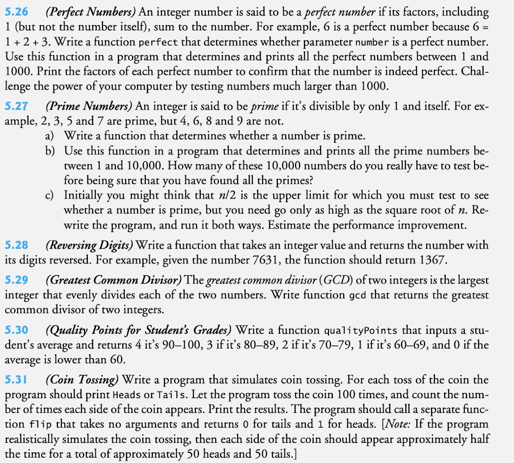 Solved 5.26 (Perfect Numbers) An integer number is said to | Chegg.com