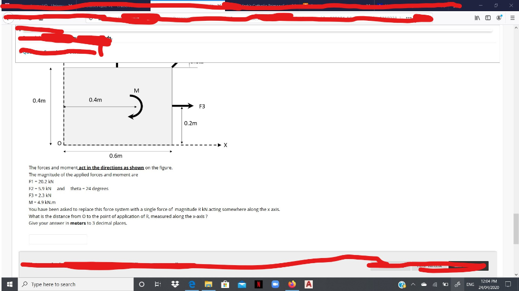 Solved 0.4m 0.4m F3 0.2m O L - - -- -- - - L- ------- X 0.6m | Chegg.com