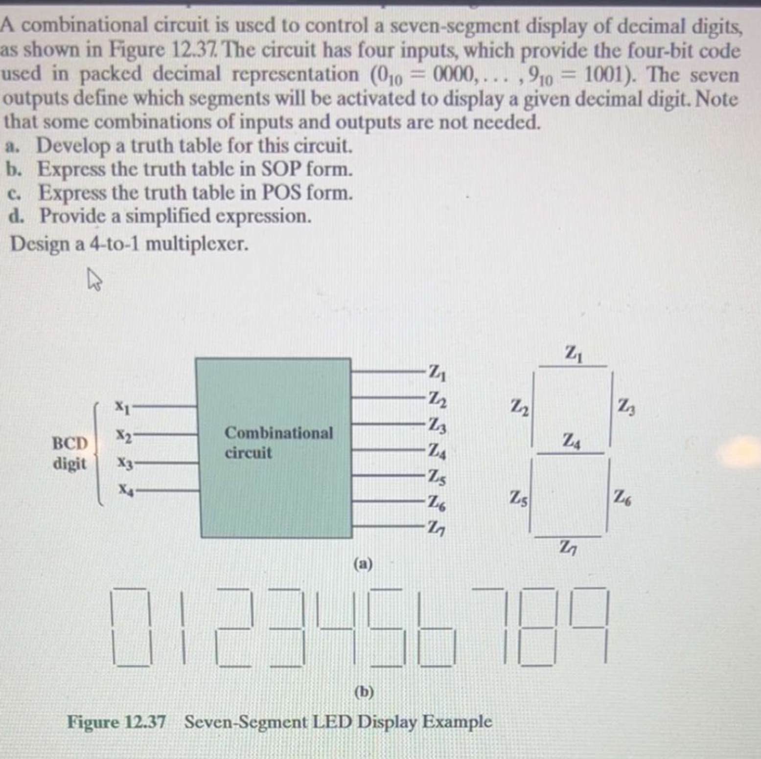Solved A combinational circuit is used to control a | Chegg.com