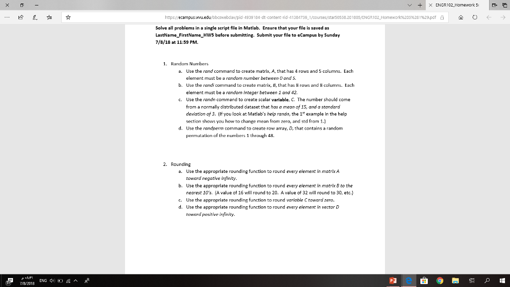 Solved + X ENGR102 Homework 5 G https | Chegg.com