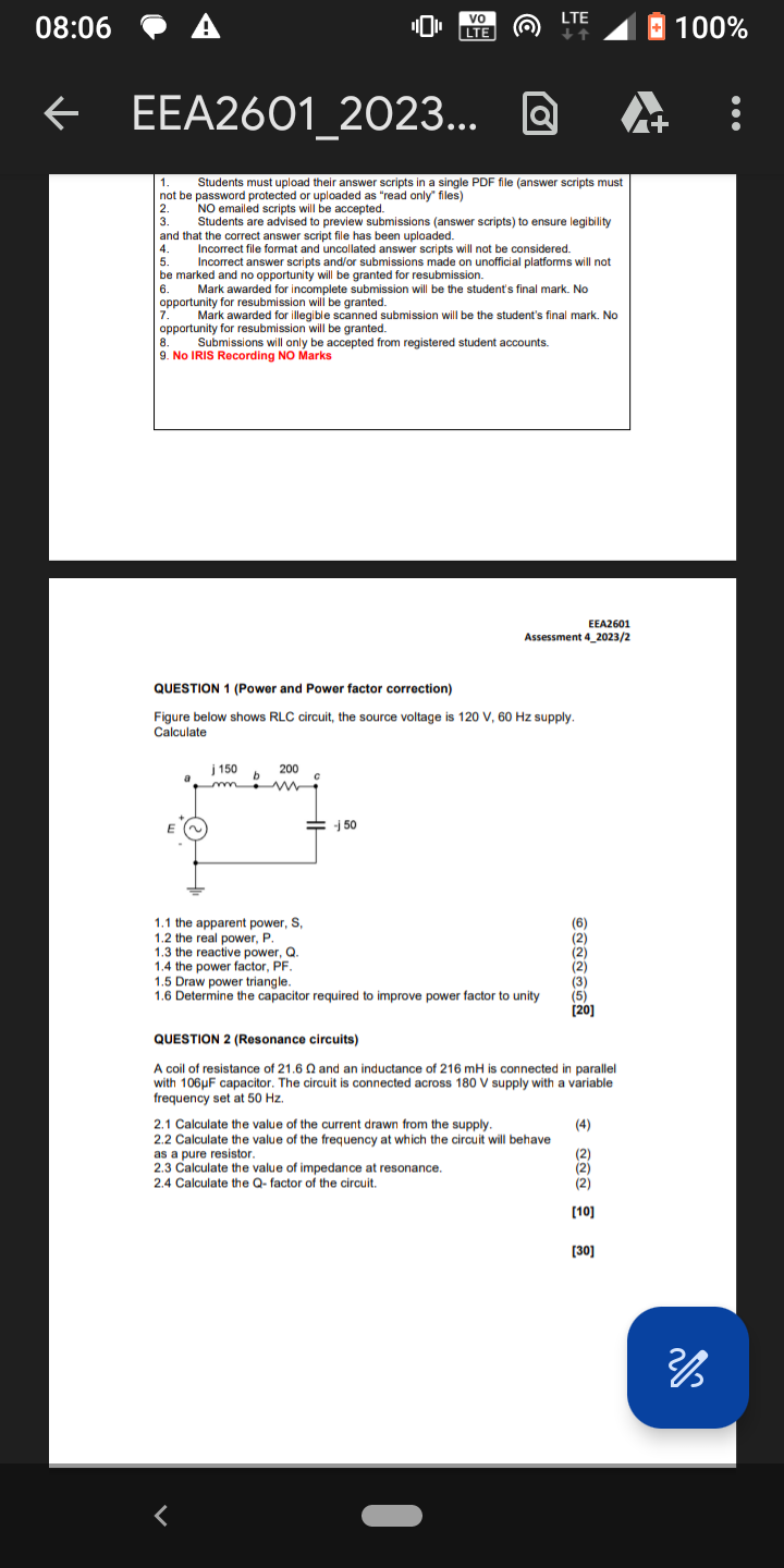 Solved 1. Students must upload their answer scripts in a | Chegg.com