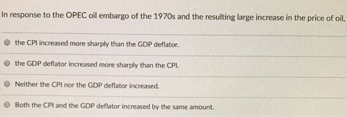 Solved In response to the OPEC oil embargo of the 1970s and | Chegg.com