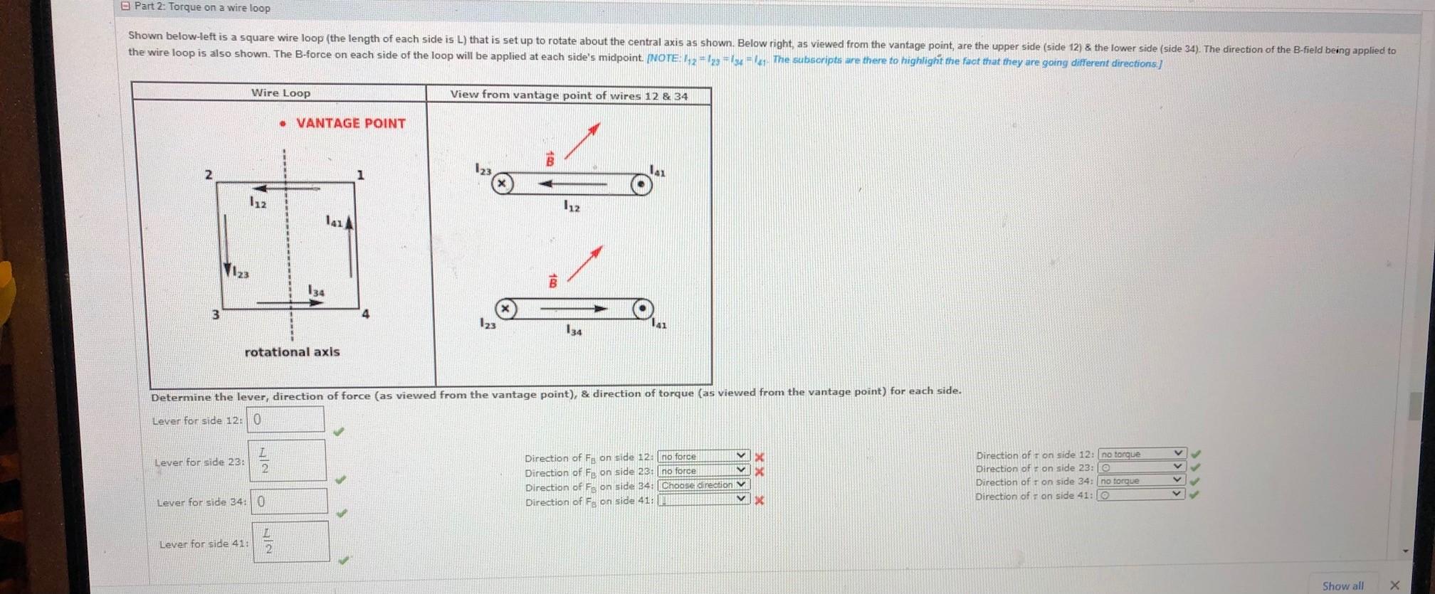 Solved e Part 2: Torque on a wire loop Shown below-left is a | Chegg.com