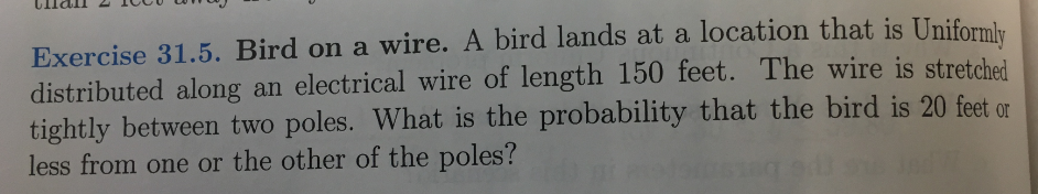 Solved Exercise 31.5. Bird on a wire. A bird lands at a | Chegg.com