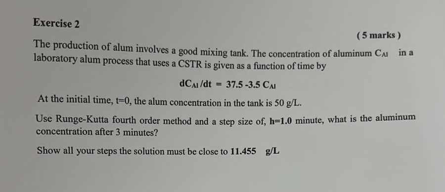 Solved Exercise 2 ( 5 marks) The production of alum involves | Chegg.com