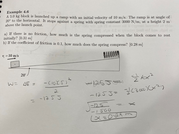 Example 4.6A 5.0kg ﻿block is launched up a ramp with | Chegg.com