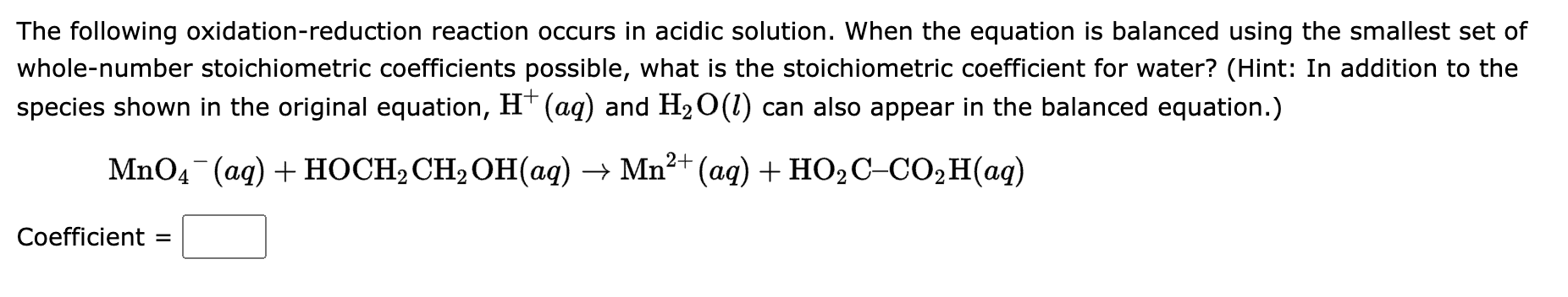 Solved The following oxidation-reduction reaction occurs in | Chegg.com