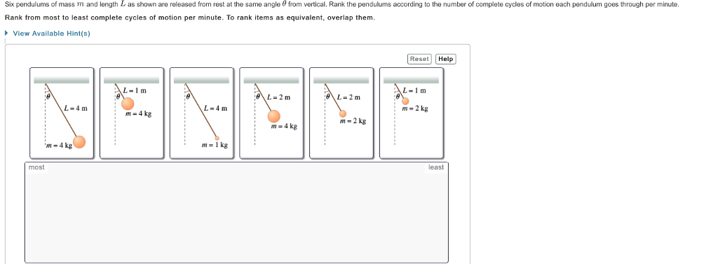 Solved Six pendulums of mass m and length L as shown are | Chegg.com
