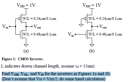 Solved Use following parameters for hand calculations: VDD = | Chegg.com