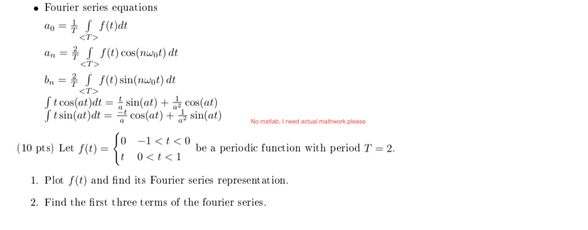 Solved - Fourier series equations | Chegg.com