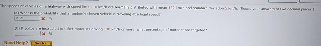 Solved he speeds of vehicles on a highway with speed limit | Chegg.com
