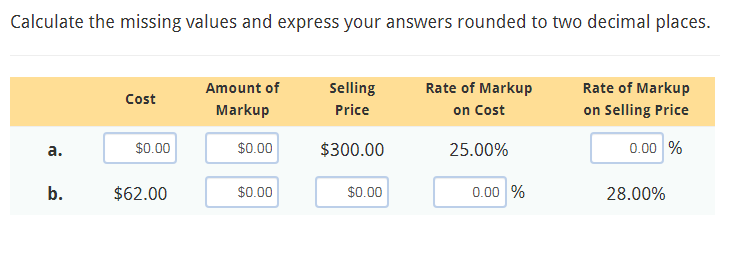 Solved Calculate the missing values and express your answers | Chegg.com