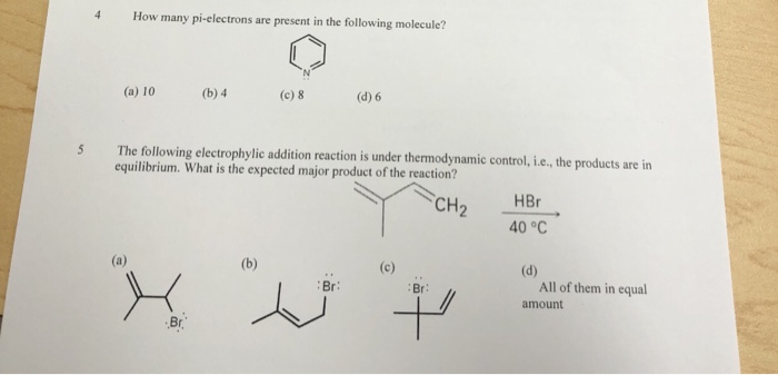 Solved 4 How many pi-electrons are present in the following | Chegg.com