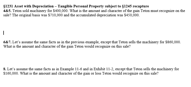 Solved $1231 Asset with Depreciation - Tangible Personal | Chegg.com