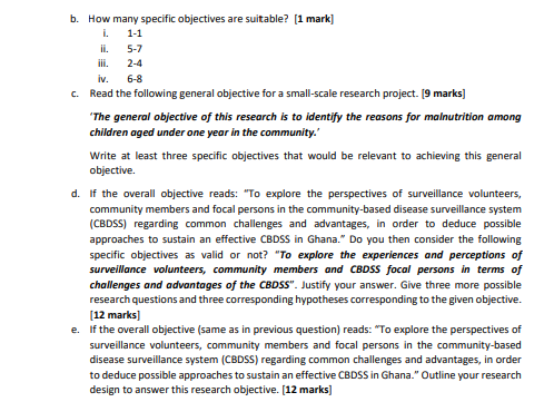 Solved b. How many specific objectives are suitable? [1 | Chegg.com