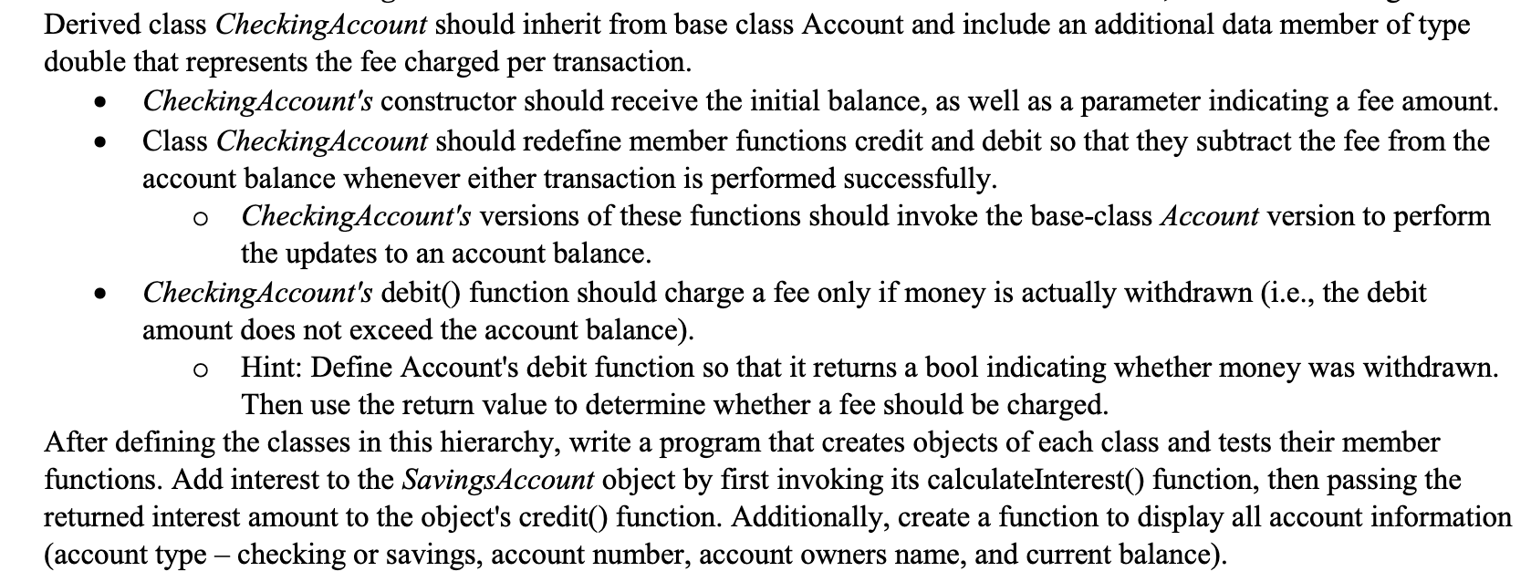 Solved O o . o o Create an inheritance hierarchy containing | Chegg.com