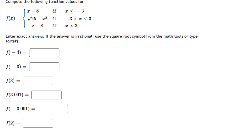 Solved Compute the following function values | Chegg.com