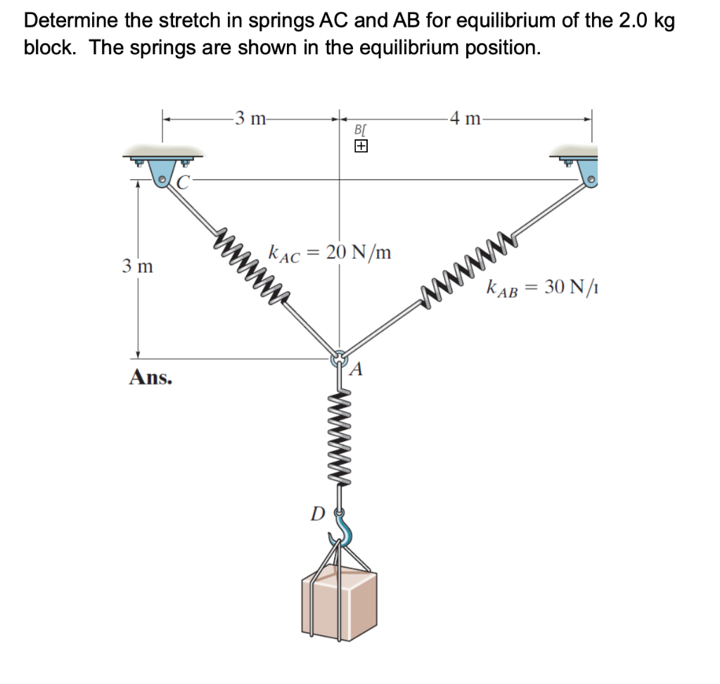 Solved Determine the stretch in springs AC and AB for | Chegg.com