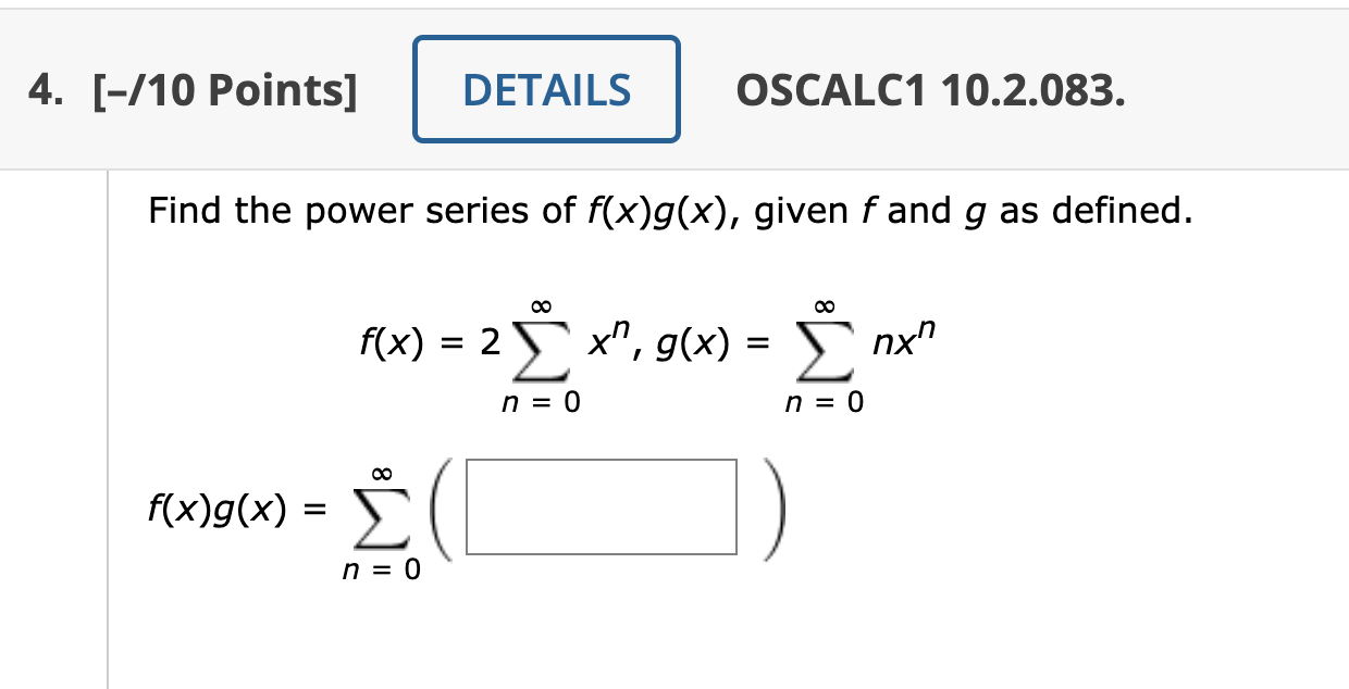 Solved 4. [-/10 Points] OSCALC1 10.2.083. Find the power | Chegg.com