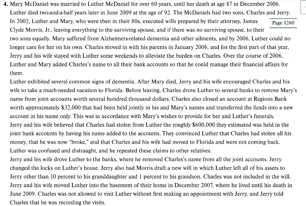 Solved 4. Mary McDaniel was married to Luther McDaniel for | Chegg.com