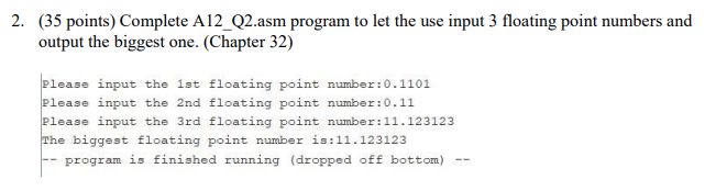 (35 points) Complete A12_Q2.asm program to let the | Chegg.com
