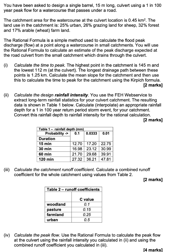 Solved You have been asked to design a single barrel, 15 m | Chegg.com