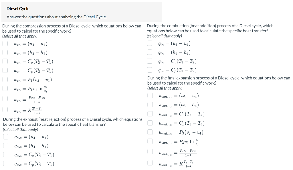 Solved During the compression process of a Diesel cycle, | Chegg.com