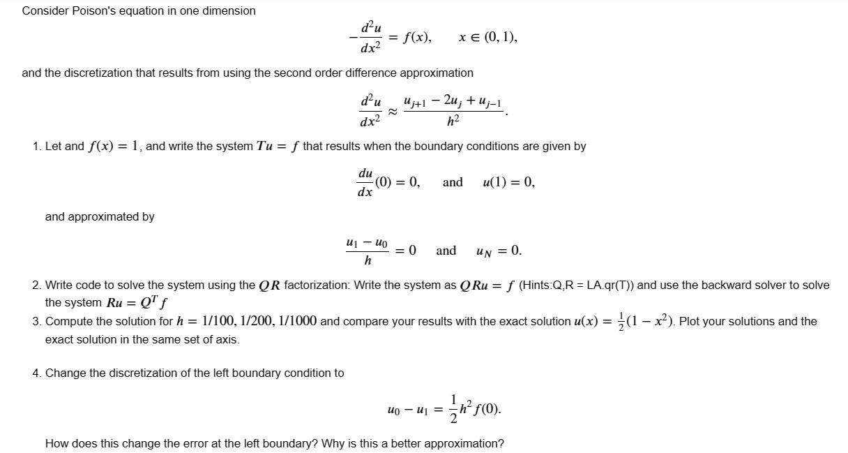 Solved Consider Poison's equation in one dimension | Chegg.com