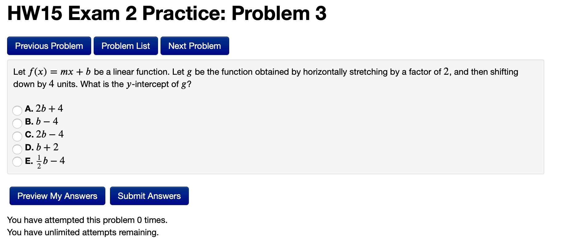 Solved HW15 Exam 2 Practice: Problem 2 Previous Problem | Chegg.com