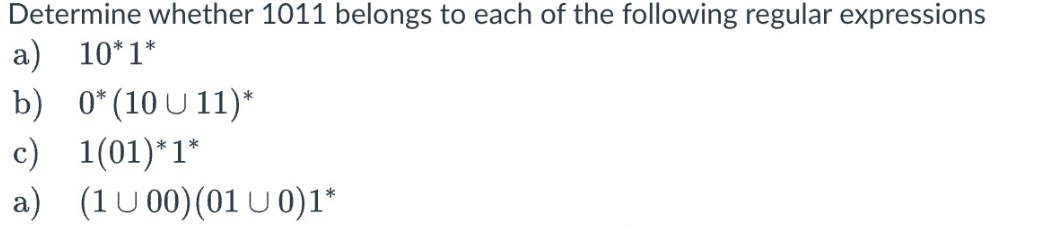 Determine whether 1011 belongs to each of the | Chegg.com