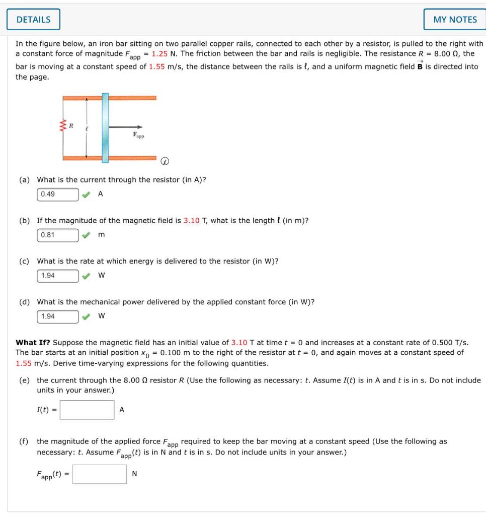 Solved DETAILS MY NOTES In the figure below, an iron bar | Chegg.com