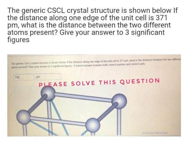 Solved The generic CSCL crystal structure is shown below. If | Chegg.com