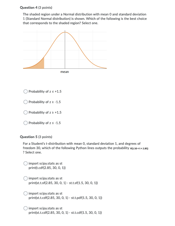 Solved Question 1 (3 points) For a Student's t-distribution | Chegg.com