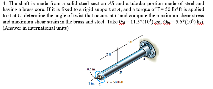 Solved 4. The shaft is made from a solid steel section AB | Chegg.com