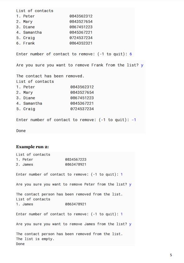 Solved Contacts Arraylist Java Program Design A