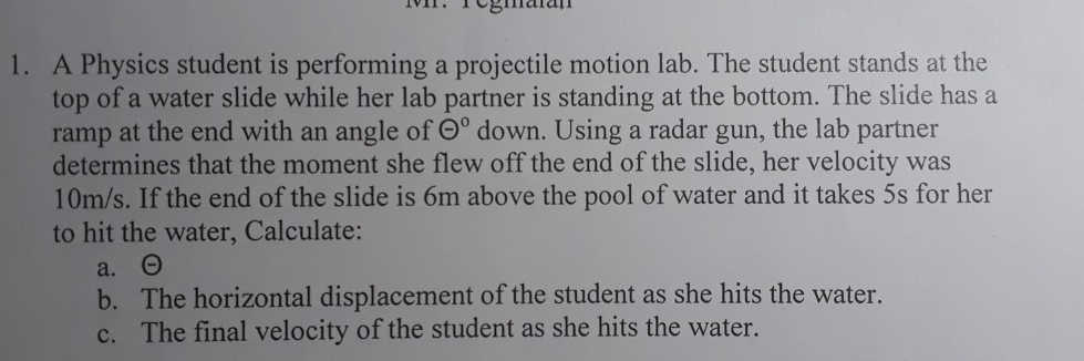 Solved VII. Igualall 1. A Physics student is performing a | Chegg.com