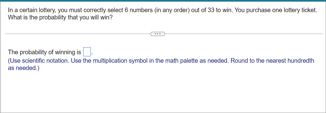 Solved In a certain lottery, you must correctly select 6 | Chegg.com