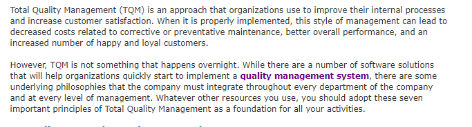 Solved Total Quality Management (TQM) is an approach that | Chegg.com