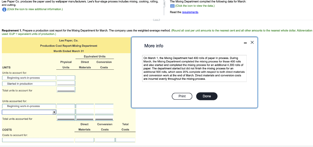 Solved Lee Paper Co. produces the paper used by wallpaper | Chegg.com