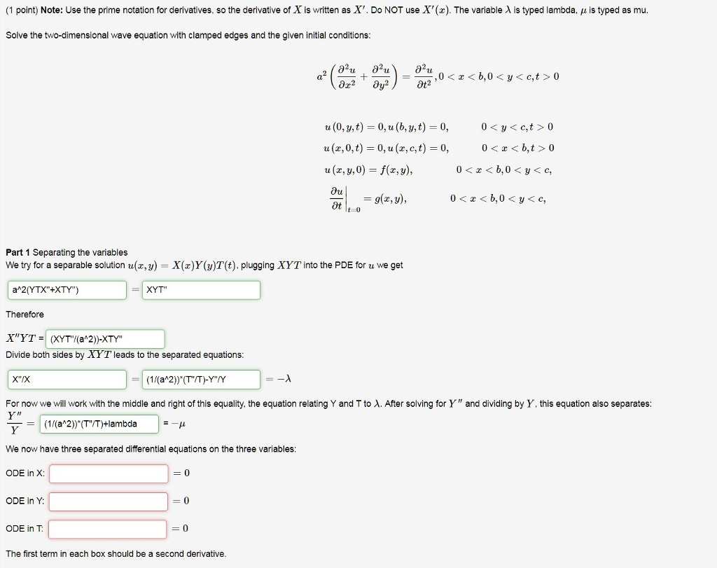 Solved (1 point) Note: Use the prime notation for | Chegg.com