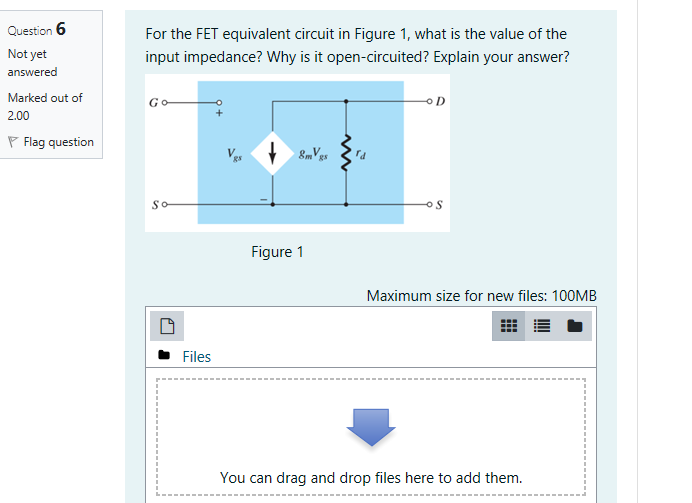 Solved For the FET equivalent circuit in Figure 1, what is | Chegg.com