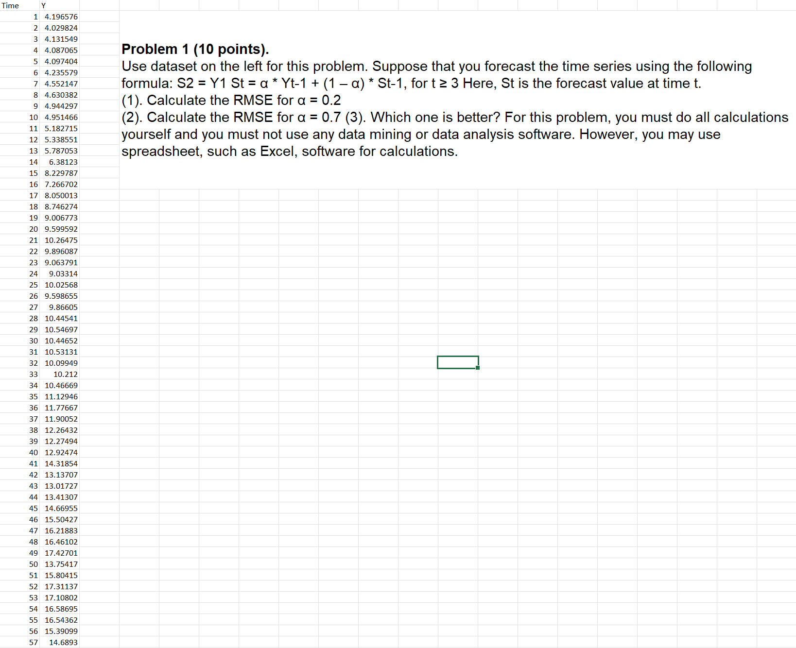 Solved Problem 1 (10 points). Jse dataset on the left for | Chegg.com