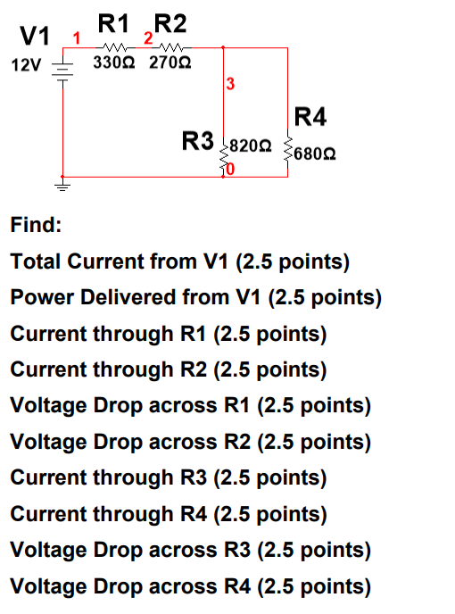 Solved V1 1 12V wem R1 R2 2 33092 27022 R4 R3 8200 6800 10 | Chegg.com
