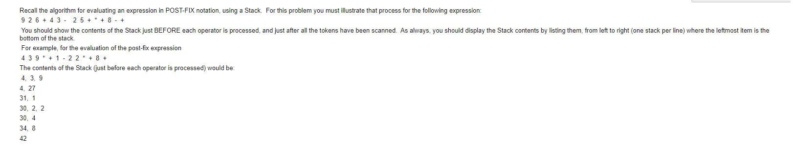 Solved Recall the algorithm for evaluating an expression in | Chegg.com