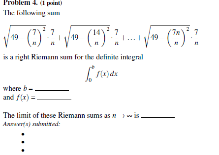 Solved Problem 4. (1 point) The following sum | Chegg.com